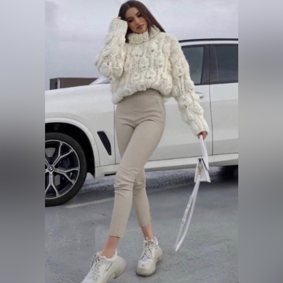 Zara | Pants & Jumpsuits | Zara Sand Beige Faux Leather Leggings | Poshmark